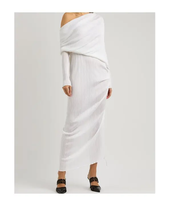Alaïa Off-the-shoulder Plissé Maxi Dress