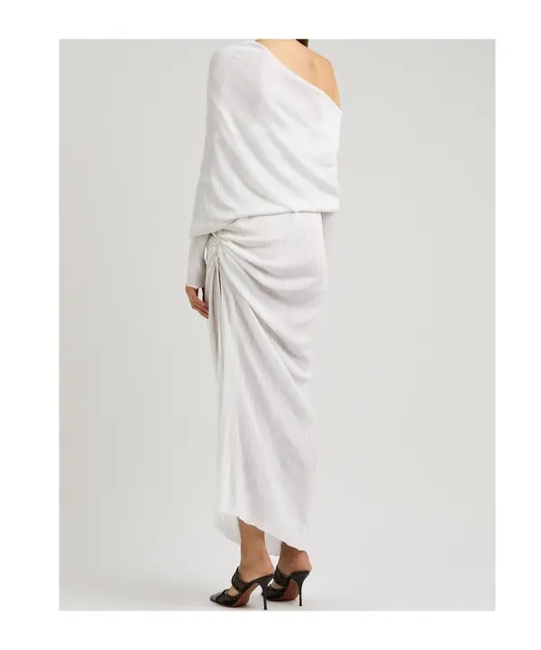 Alaïa Off-the-shoulder Plissé Maxi Dress