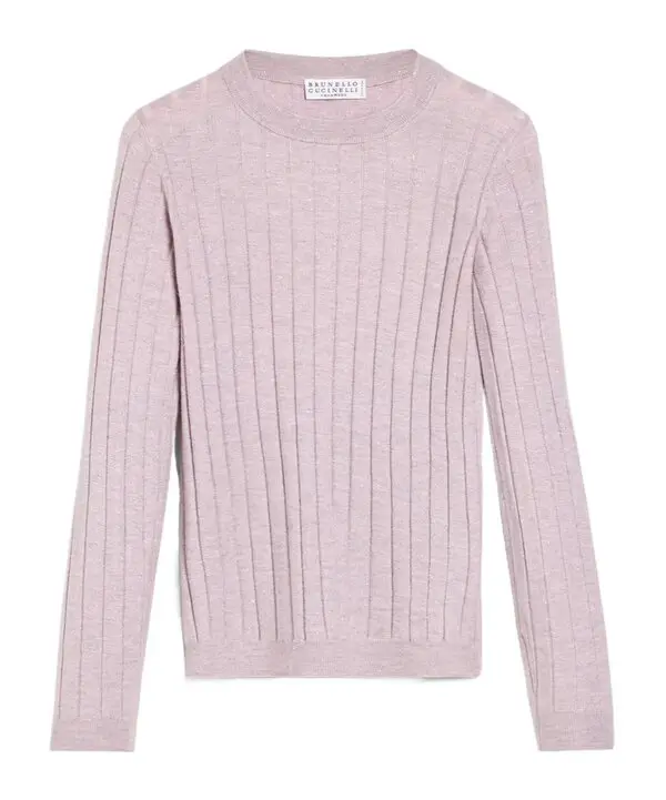 Brunello Cucinelli Sparkling Cashmere Lightweight Wide-rib Sweater