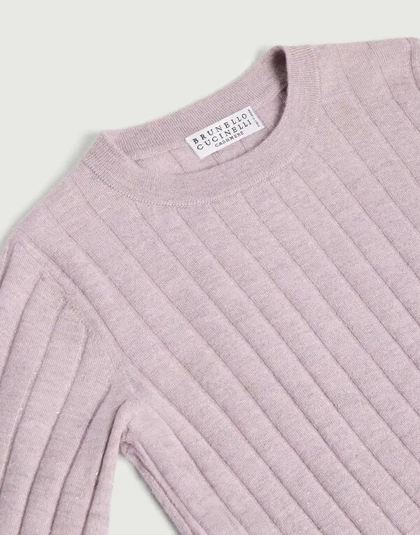 Brunello Cucinelli Sparkling Cashmere Lightweight Wide-rib Sweater