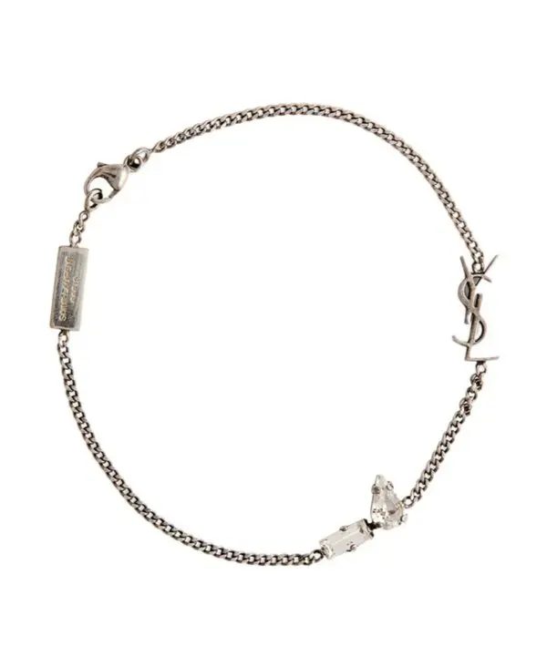 Saint Laurent Cassandre Embellished Chain Bracelet