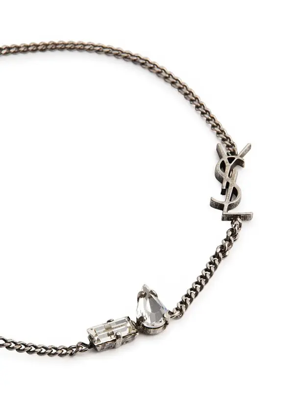 Saint Laurent Cassandre Embellished Chain Bracelet