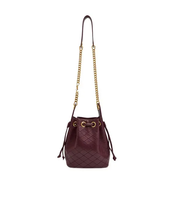 Saint Laurent Bo Chain Quilted Leather Bucket Bag - Red
