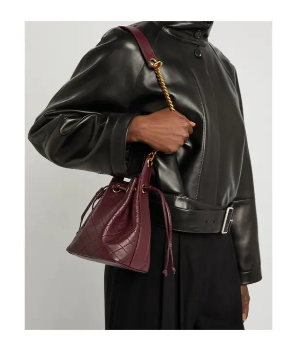 Saint Laurent Bo Chain Quilted Leather Bucket Bag
