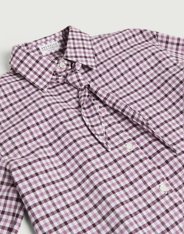 Brunello Cucinelli Cotton Checked Poplin Shirt With Necktie