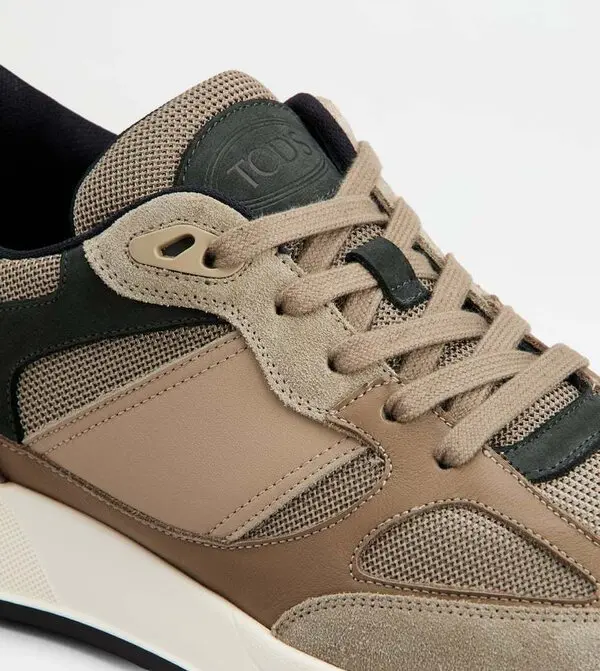 TOD'S Leather And Fabric Lace-up Sneakers