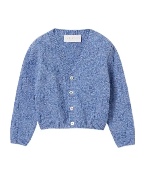 Gucci Baby Gg Cotton Cardigan - Light Blue