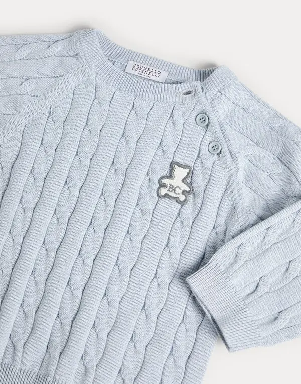 Brunello Cucinelli Cotton Cable Knit Baby Bernie Sweater