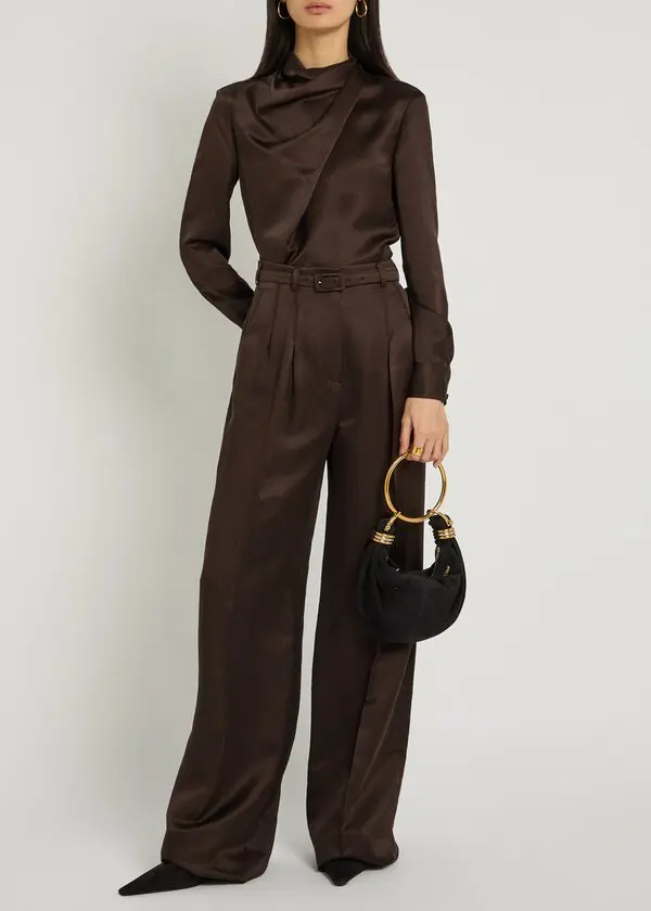 Gabriela Hearst Vargas Belted Silk Trousers