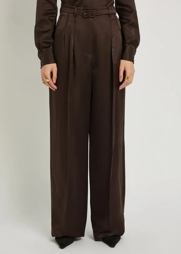 Gabriela Hearst Vargas Belted Silk Trousers
