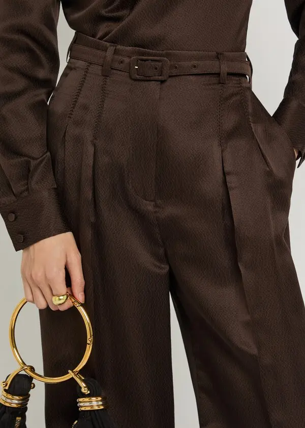 Gabriela Hearst Vargas Belted Silk Trousers