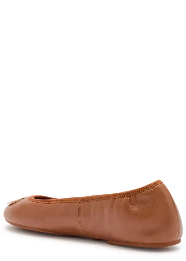 Tory Burch Reva Travel Logo Leather Ballet Flats