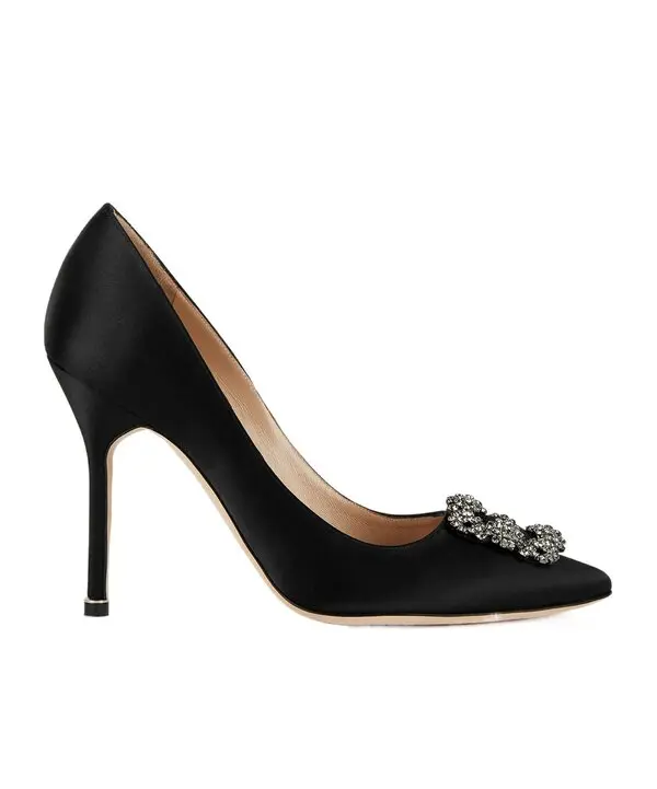 Manolo Blahnik Hangisi 105 Silk-satin Pumps - Black