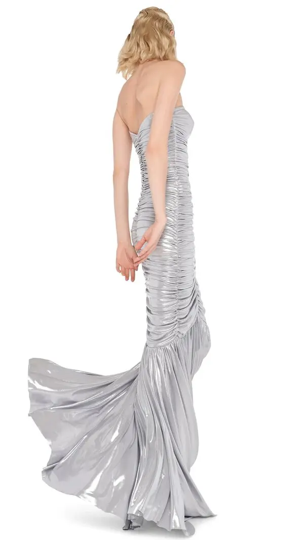 Norma Kamali Slinky Ruched Fishtail Gown