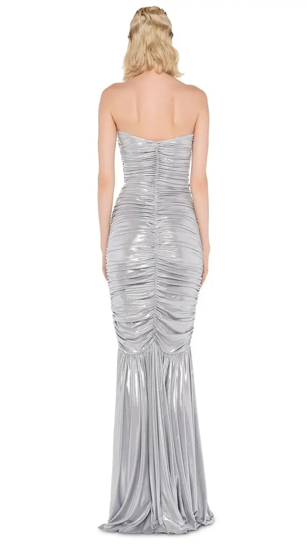 Norma Kamali Slinky Ruched Fishtail Gown