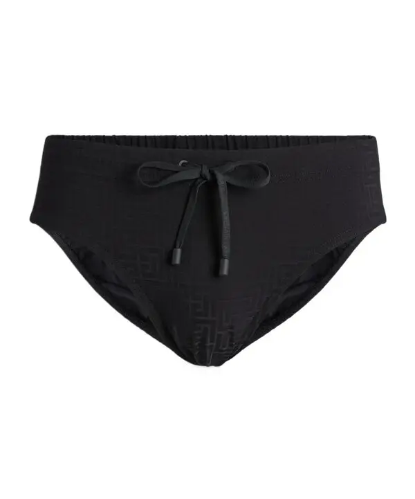 Balmain Monogram Swim Briefs In Nylon Elastane