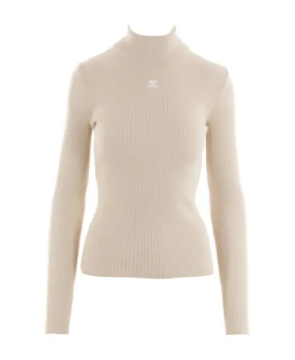 COURREGES Ribbed High Neck Jumper - Nude