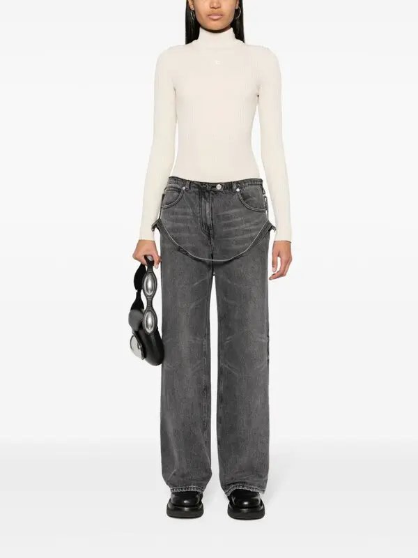 COURREGES Ribbed High Neck Jumper - Nude