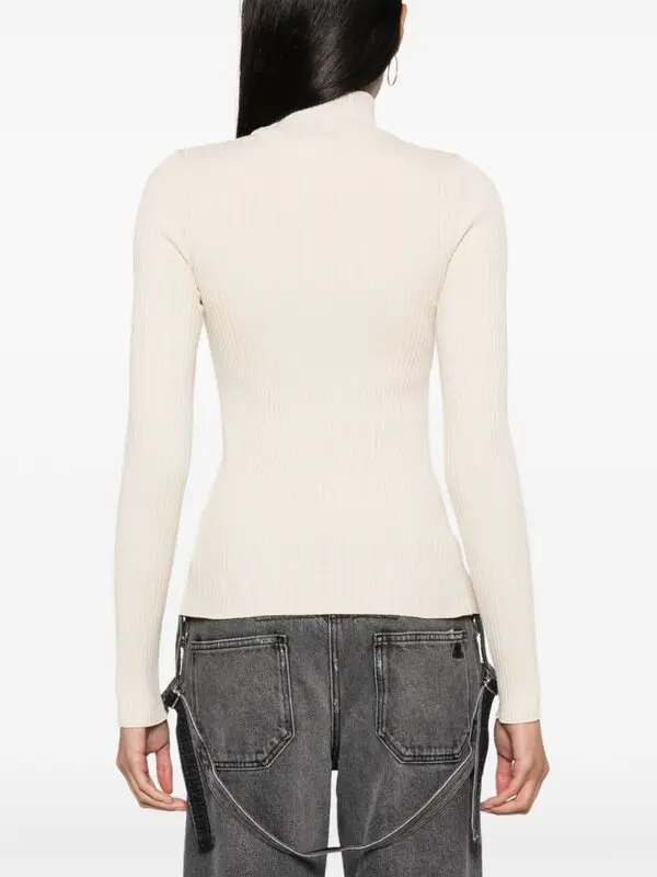 COURREGES Ribbed High Neck Jumper - Nude