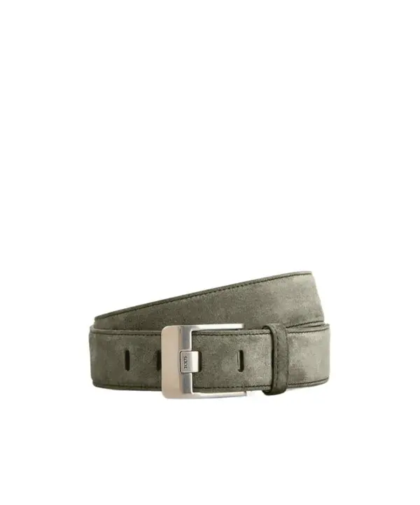 TOD'S Suede Belt With Logo Buckle - Green