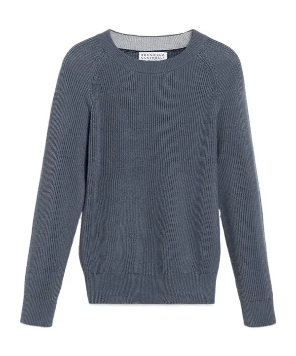 Brunello Cucinelli Cotton English-rib Sweater - Blue
