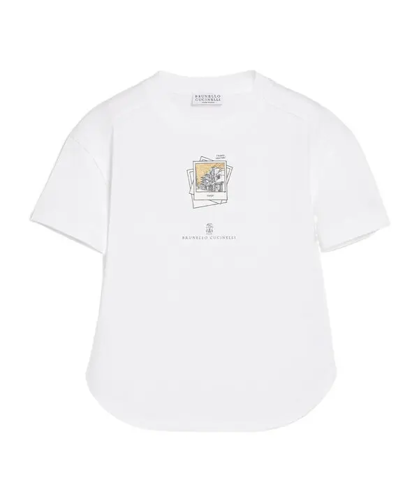 Brunello Cucinelli Printed Cotton Jersey T-shirt - White