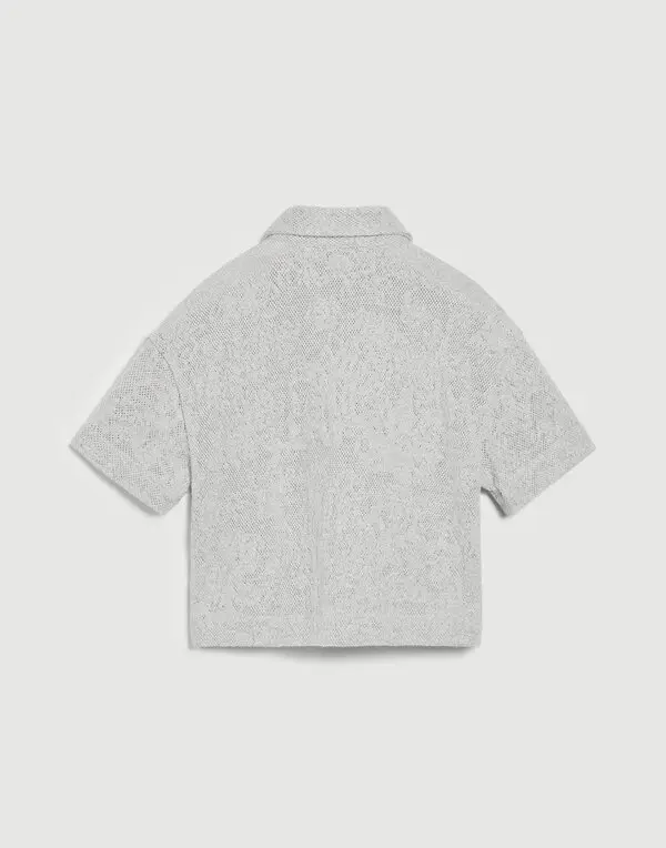 Brunello Cucinelli Sparkling Virgin Wool And Cashmere Lace Flowers Polo Shirt - Light Gray