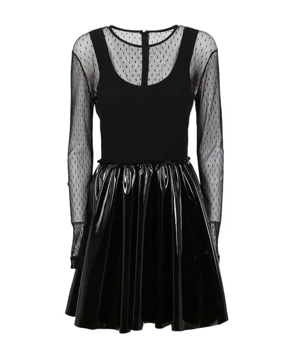 Red Valentino High-shine Paneled Long-sleeve Dress