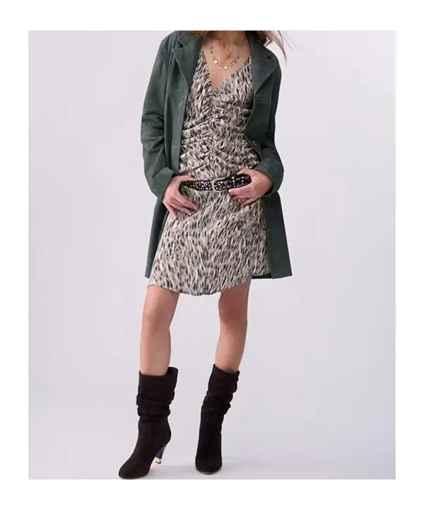 Liu Jo Printed Crepe V-neck Long Sleeve Dress