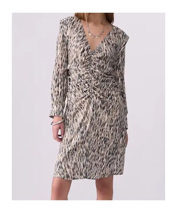Liu Jo Printed Crepe V-neck Long Sleeve Dress