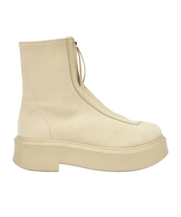 THE ROW Grained Nubuck Ankle Boots With Platform - Nude