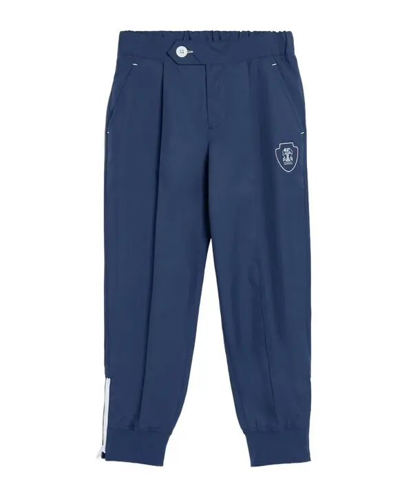 Brunello Cucinelli Zipped-cuff Trousers With Logo Patch - Avio Blue