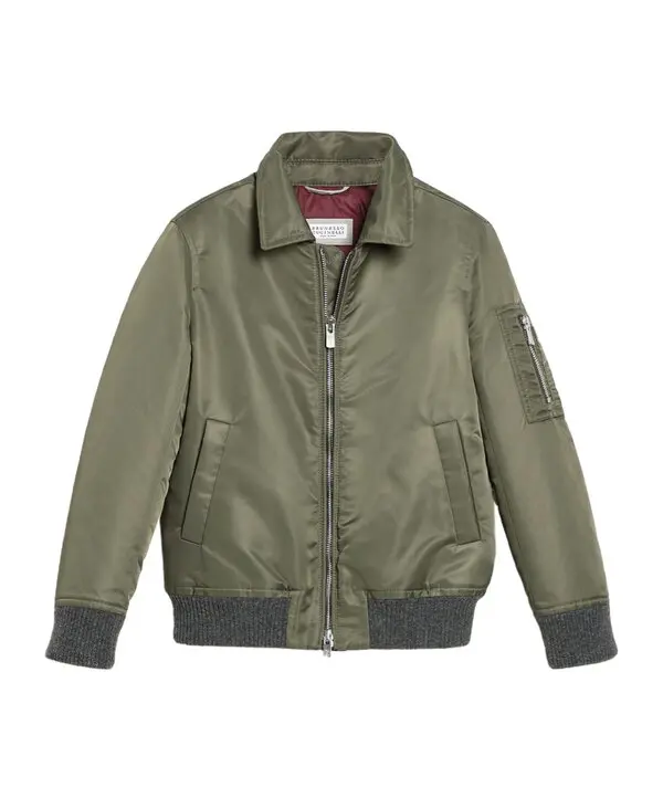 Brunello Cucinelli Water-resistant Techno Satin Bomber Jacket