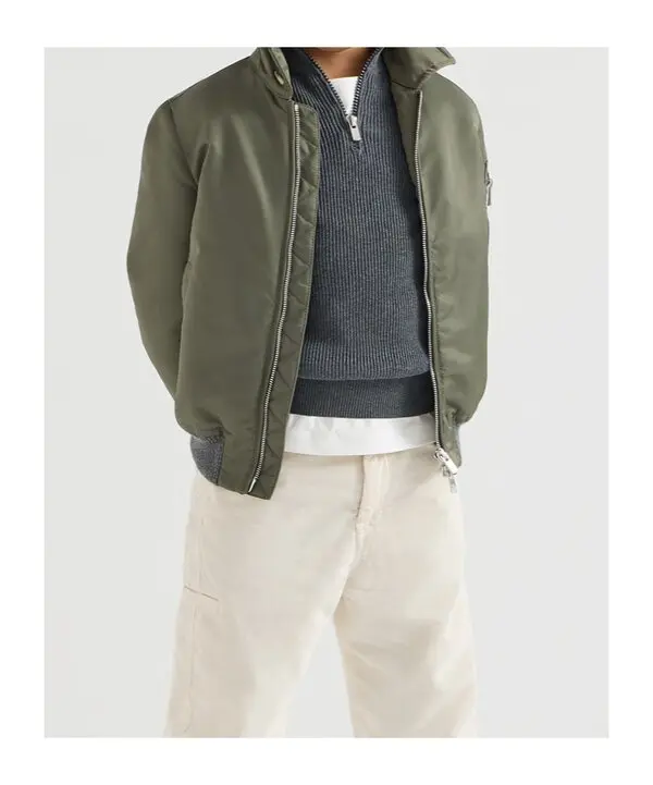 Brunello Cucinelli Water-resistant Techno Satin Bomber Jacket