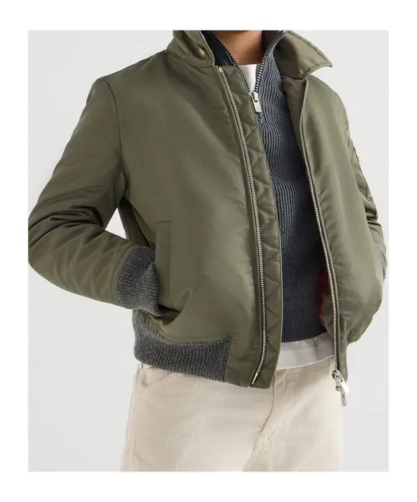 Brunello Cucinelli Water-resistant Techno Satin Bomber Jacket