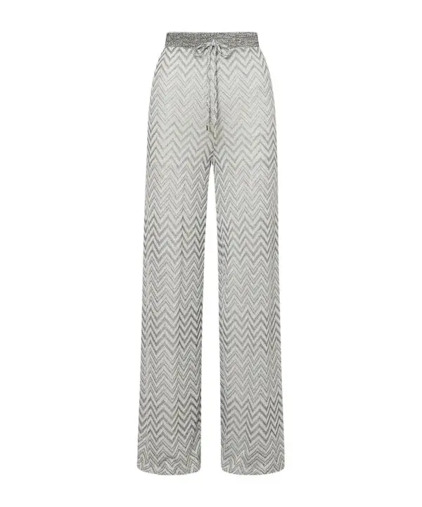 Liu Jo Metallic Herringbone Drawstring Trousers - Grey