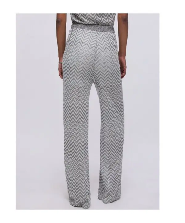 Liu Jo Metallic Herringbone Drawstring Trousers - Grey