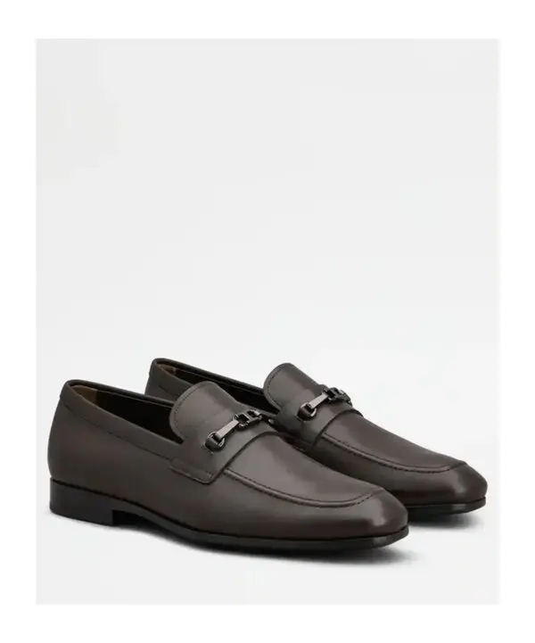 TOD'S Leather Loafers With T-bar Buckle