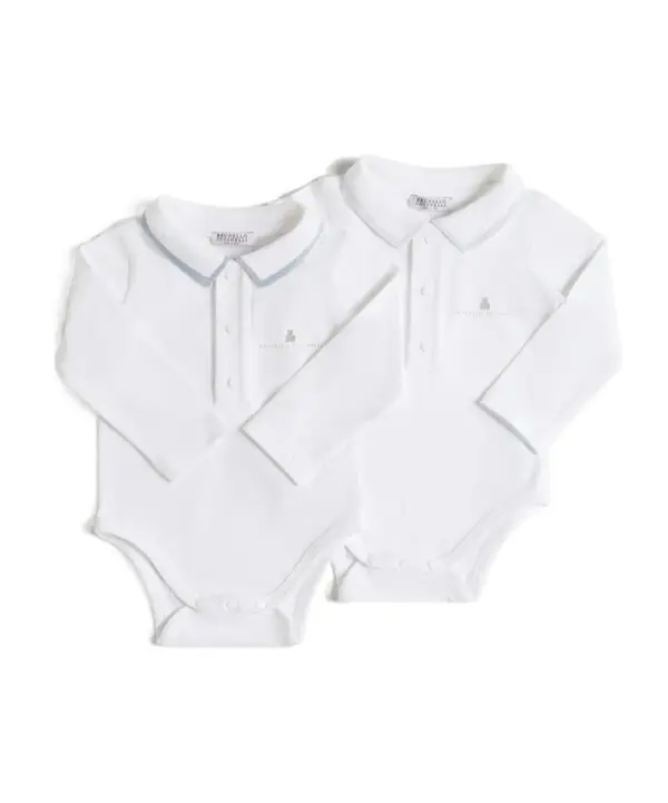 Brunello Cucinelli Stretch Cotton Jersey Long Sleeve Baby Bernie Bodysuit