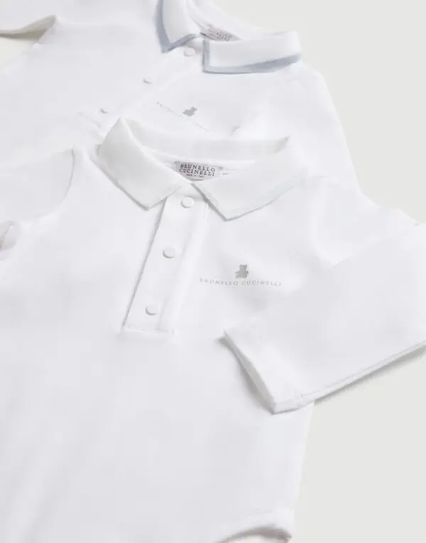 Brunello Cucinelli Stretch Cotton Jersey Long Sleeve Baby Bernie Bodysuit