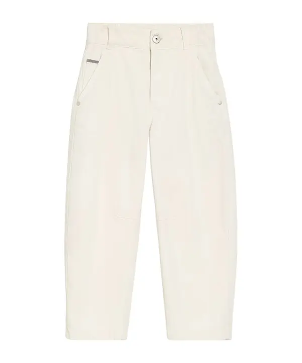 Brunello Cucinelli Dyed Soft Denim Curved Trousers With Monili