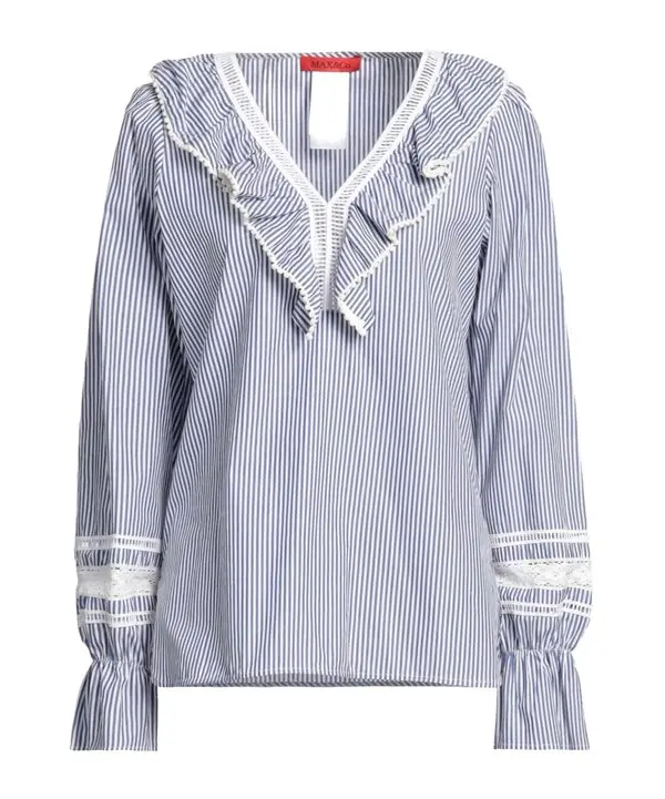 MAXCO. Max&co. Striped Lace V-neck Long Sleeve Top