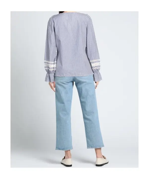 MAXCO. Max&co. Striped Lace V-neck Long Sleeve Top