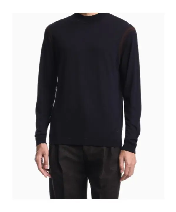 Emporio Armani Lyocell Blend Crew Neck Sweater With Graphic Inlays