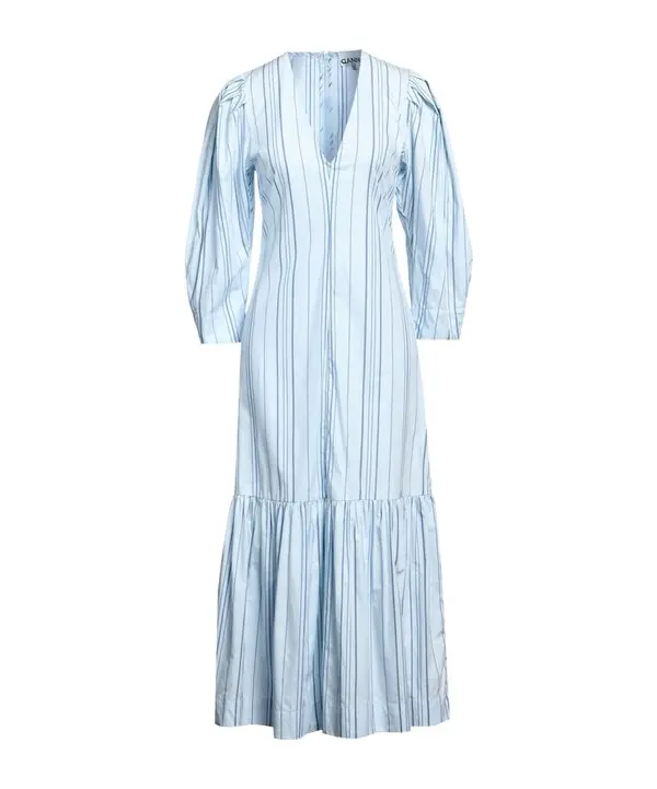 GANNI Striped Long Sleeve Maxi Dress - Blue