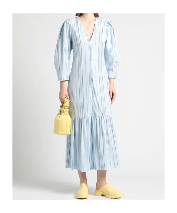 GANNI Striped Long Sleeve Maxi Dress