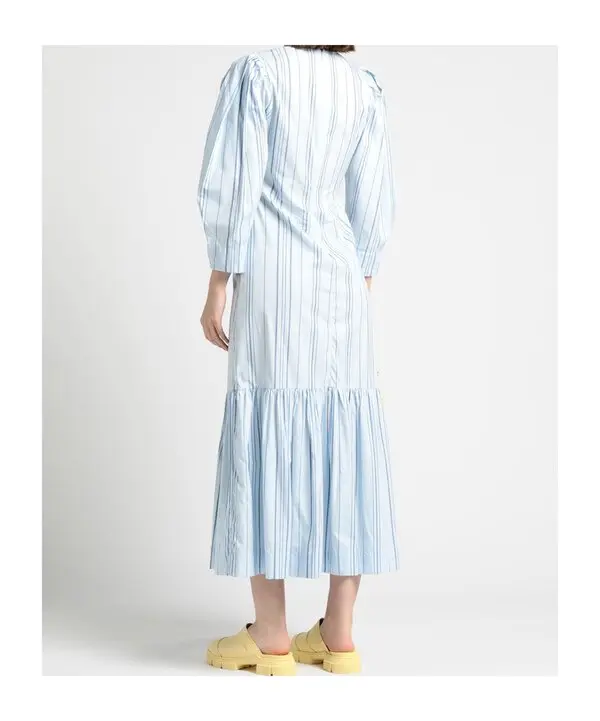 GANNI Striped Long Sleeve Maxi Dress