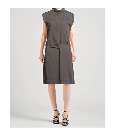 Burberry Midi Dress With Belt And Stand Collar