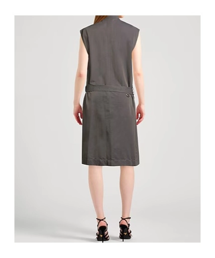 Burberry Midi Dress With Belt And Stand Collar