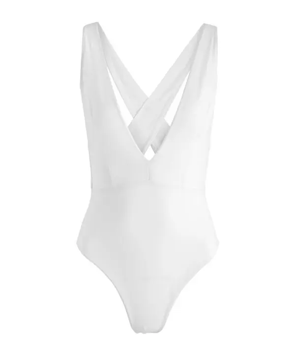 Max Mara Cristel Plunge Halterneck Swimsuit - White